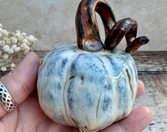 Mini Ceramic Pumpkin - Silver Birch and Copper - Etsy UK