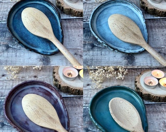 Large Spoon Rest Jewelry Tray Soap Dish Double Spoon Holder Rustic ...