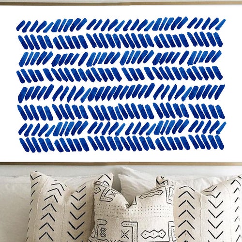 Blue Painting Abstract Watercolor Print Dashes Brushstrokes - Etsy