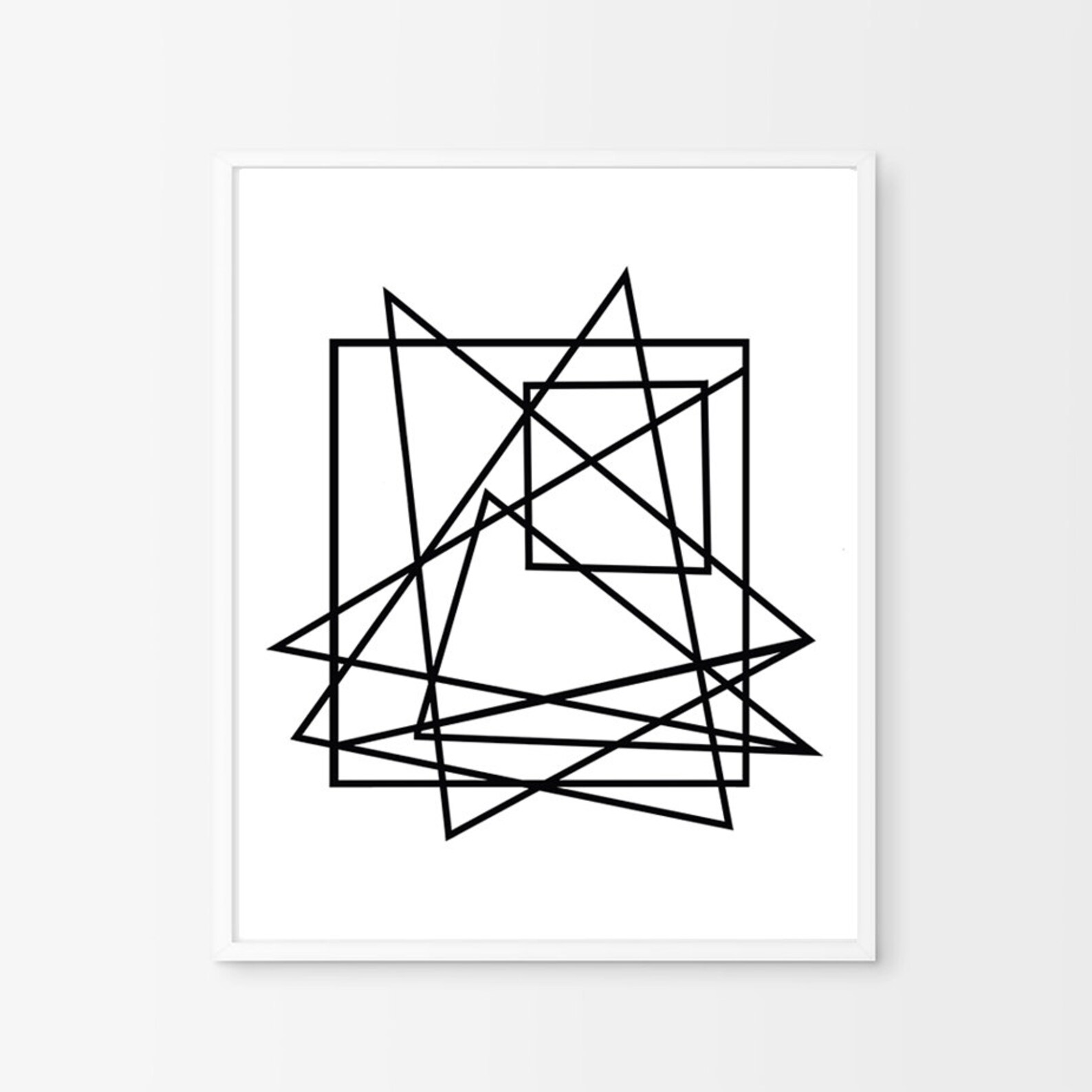 Geometric Print, Minimalist Poster, Large Abstract Art Print, Black ...