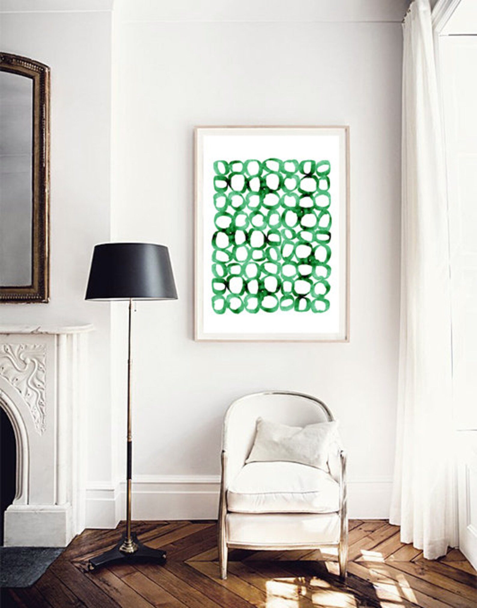 Green Loops Prints Abstract Watercolor Painting Minimalist Art - Etsy
