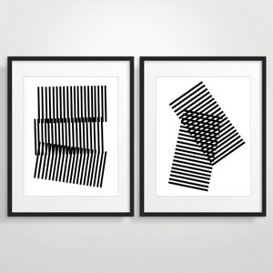 Prints Set, Minimalist Poster, Black and White Geometric Art, Lines ...