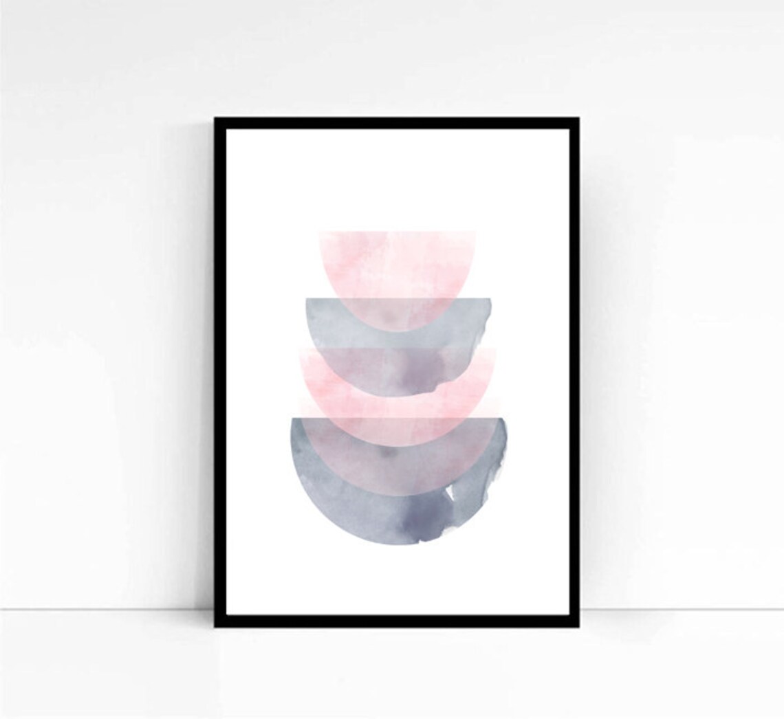 Geometric Print Pink Wall Art Geometric Art Minimalist Art - Etsy