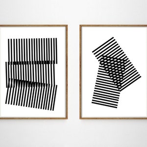 Prints Set, Minimalist Poster, Black and White Geometric Art, Lines ...