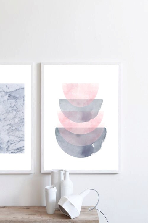 Geometric Print Pink Wall Art Geometric Art Minimalist Art - Etsy
