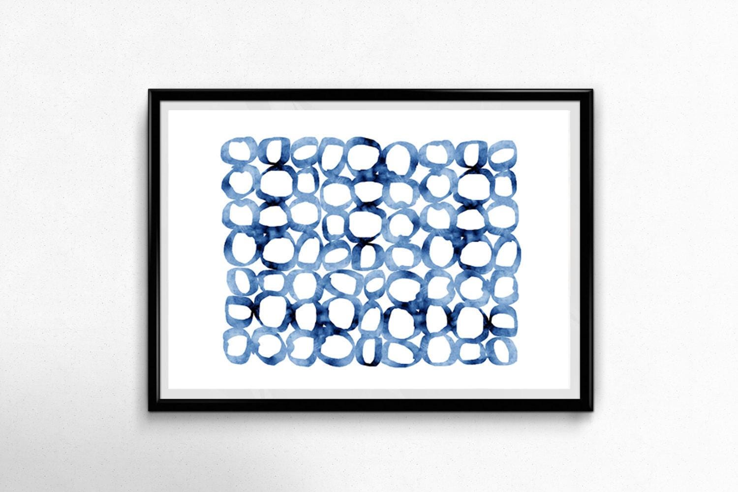 Abstract Watercolor Painting Blue Circles Loops Minimalist Art - Etsy