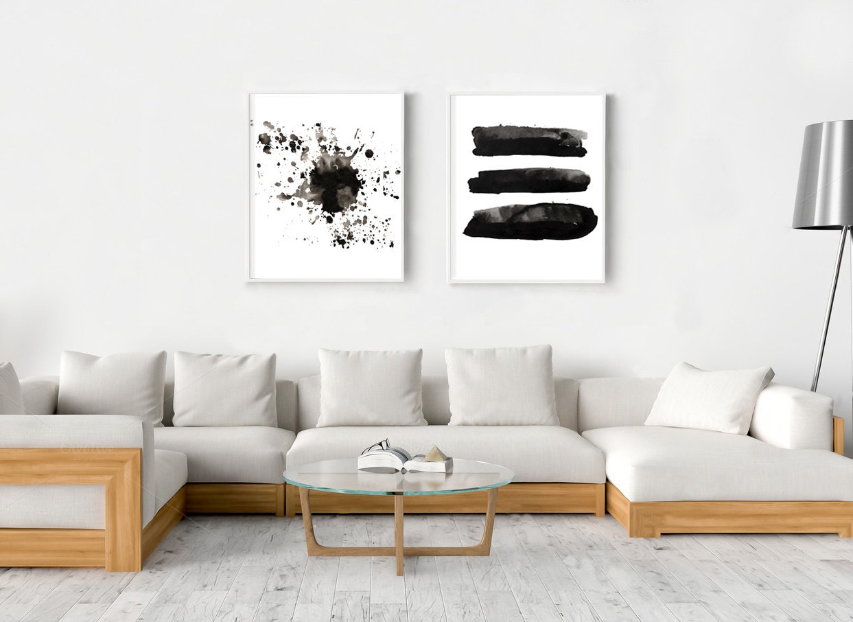 Large Abstract Art Monochrome Art Abstract Watercolor Prints | Etsy