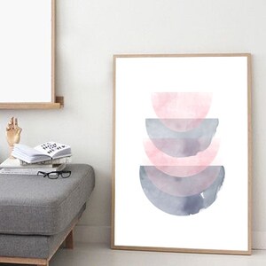 Geometric Print, Pink Wall Art, Geometric Art, Minimalist Art ...