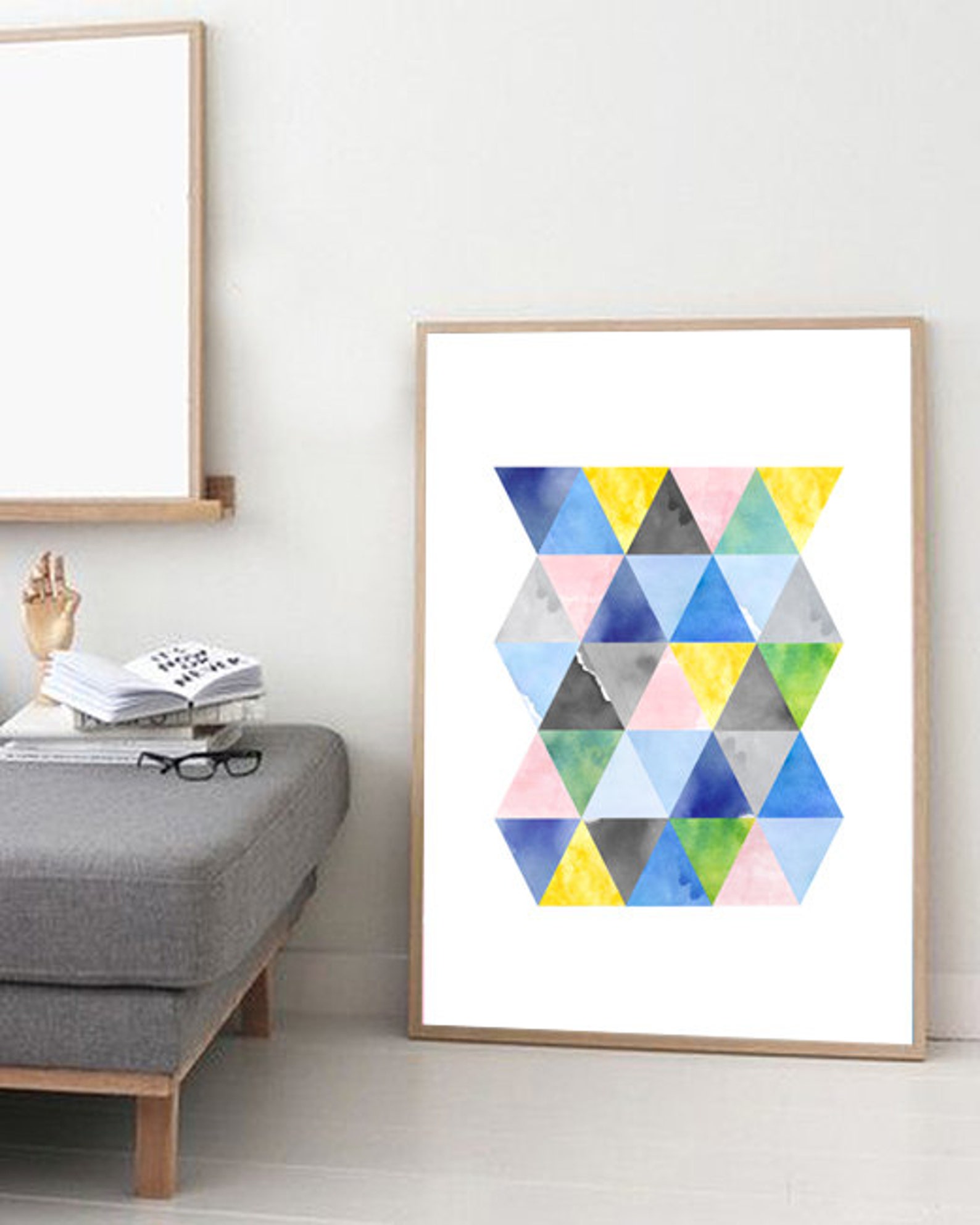 Watercolor painting Abstract watercolor Triangles print | Etsy