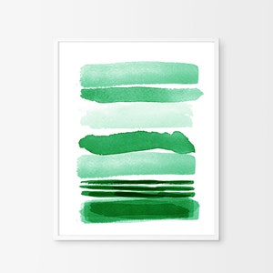 Green Abstract Watercolor Prints Set 2 Dots Stripes Dashes Brushstroke ...
