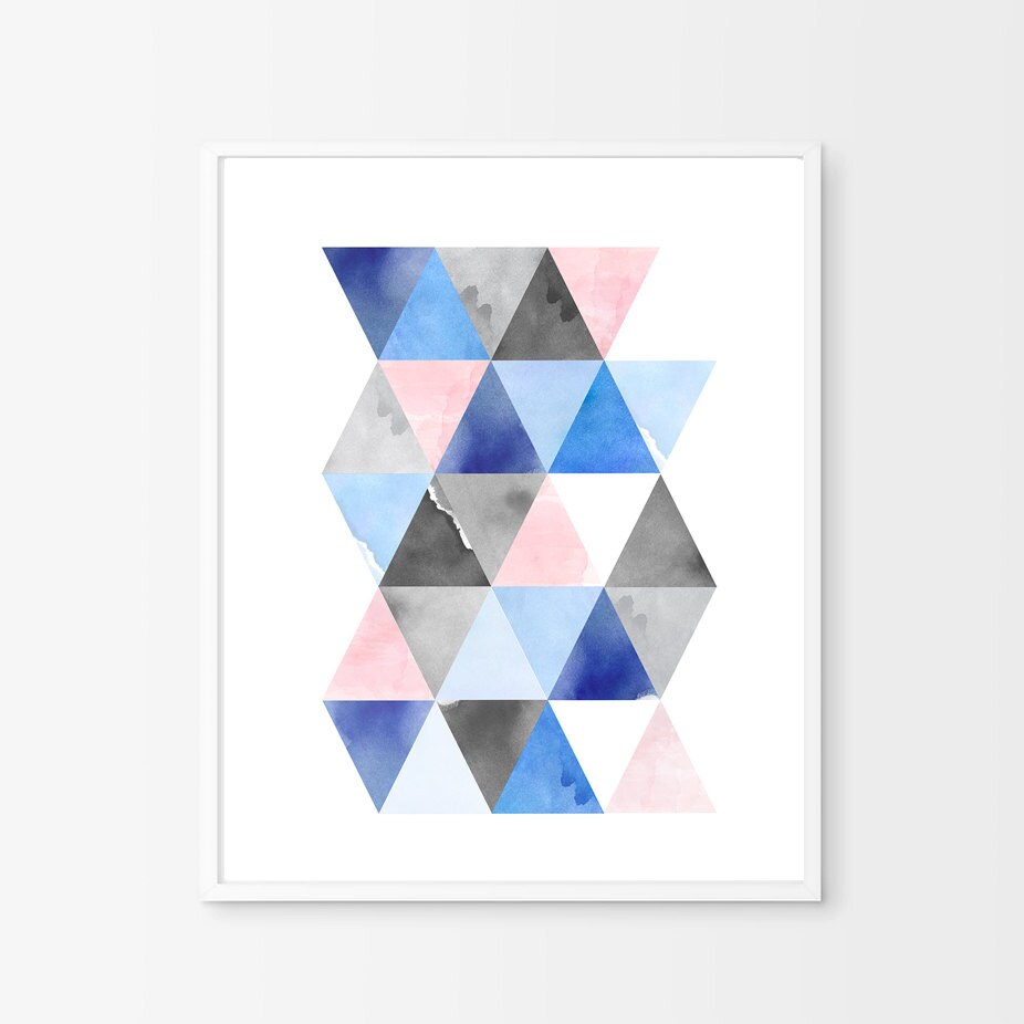 Watercolor Painting Geometric Print Minimalist Poster - Etsy