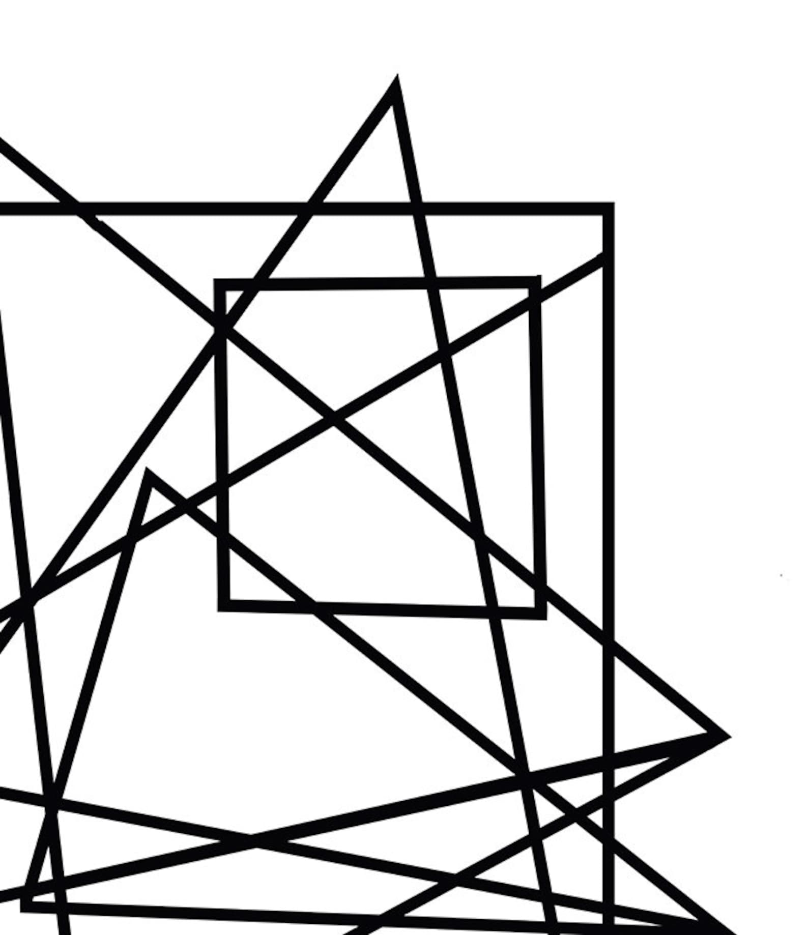 Geometric Print, Minimalist Poster, Large Abstract Art Print, Black ...
