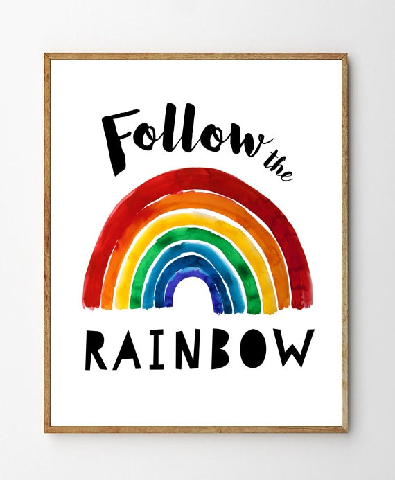 Follow the Rainbow Print Nursery Art Scandinavian Kids Prints | Etsy