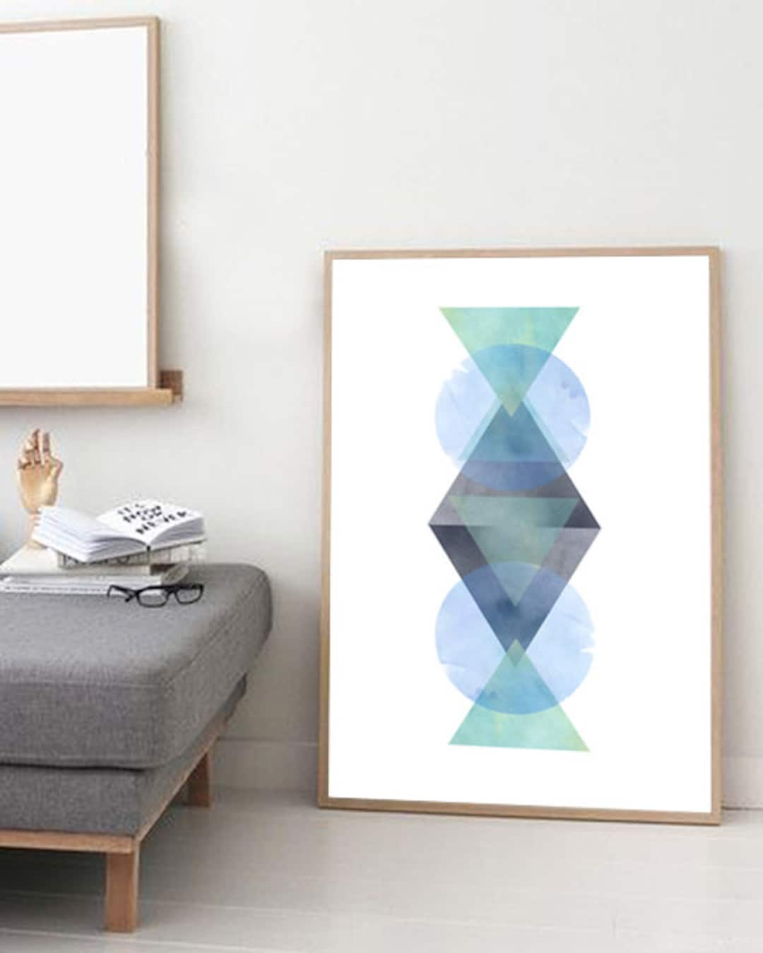 Watercolor Painting, Abstract Watercolor, Geometric Art, Triangles ...