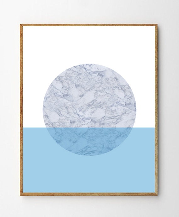 Marble Print Blue Watercolor Scandinavian Art Blue Wall | Etsy