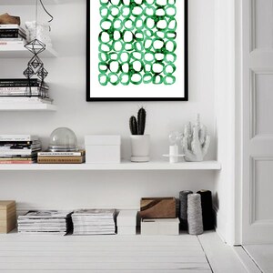 Green Loops Prints Abstract Watercolor Painting Minimalist Art Circles ...