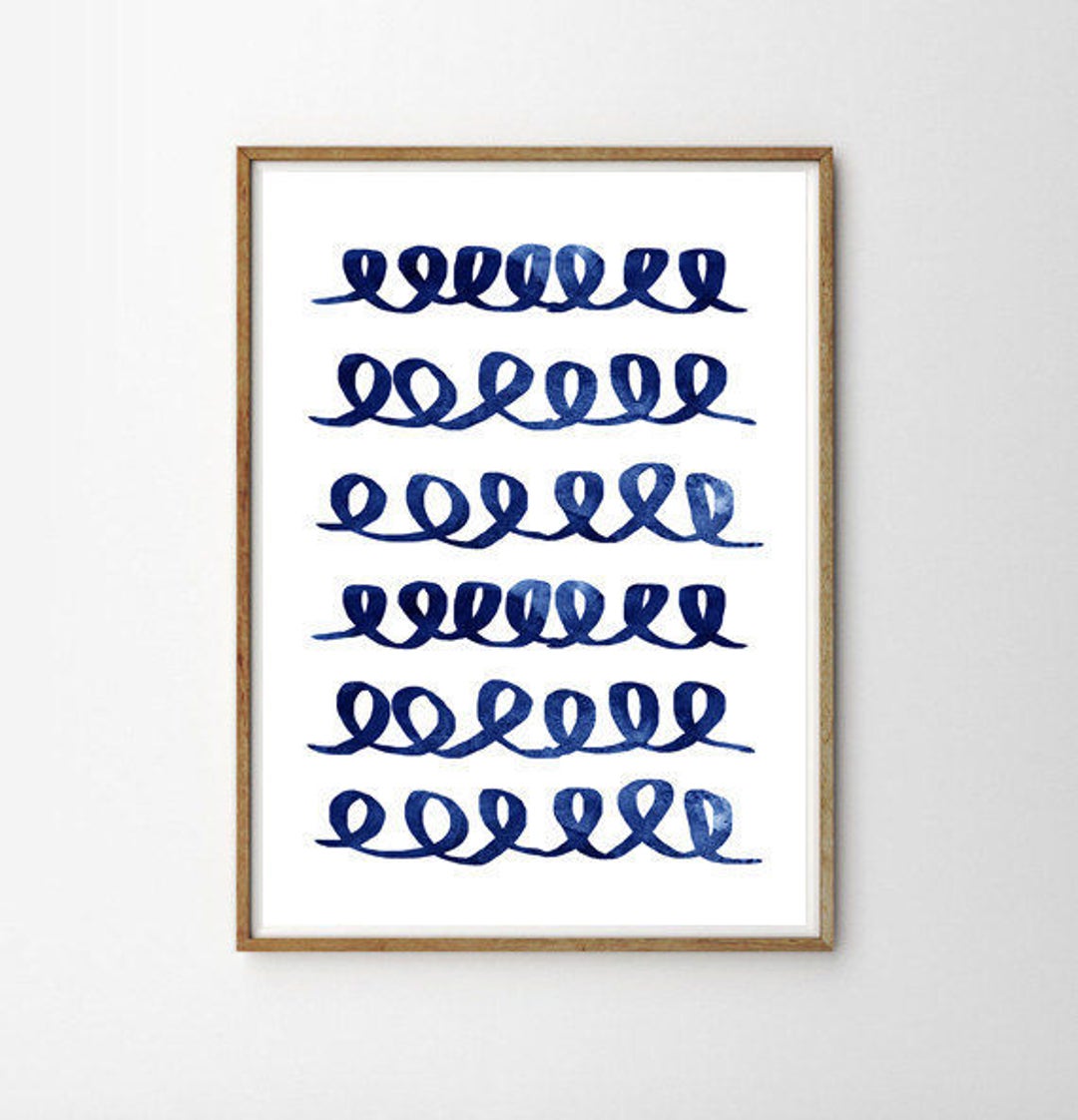 Abstract Watercolor Painting Loops Brushstrokes Paint Strokes Indigo ...