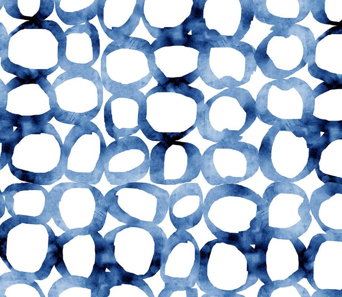Abstract Watercolor Painting Blue Circles Loops Minimalist Art - Etsy
