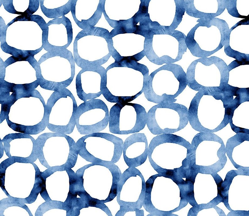 Abstract Watercolor Painting Blue Circles Loops Minimalist art | Etsy