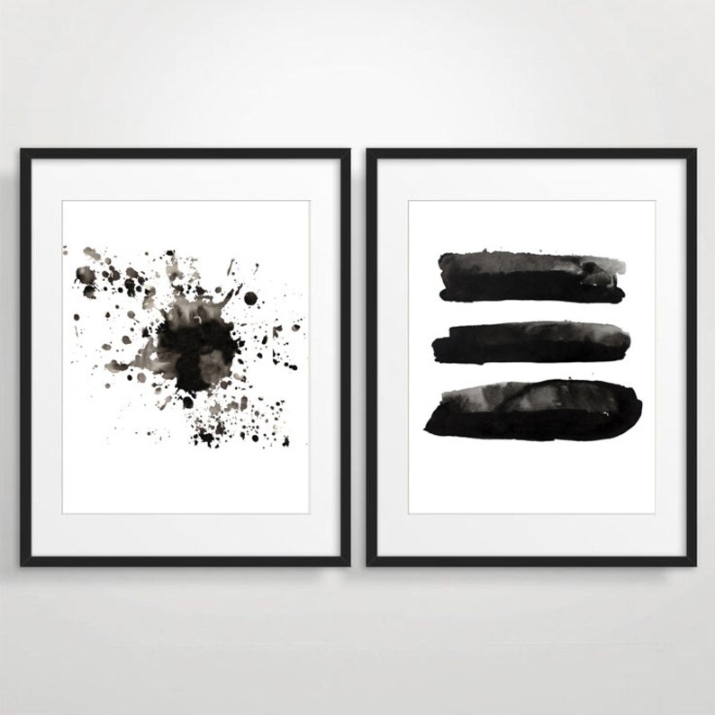 Large Abstract Art Monochrome Art Abstract Watercolor Prints - Etsy