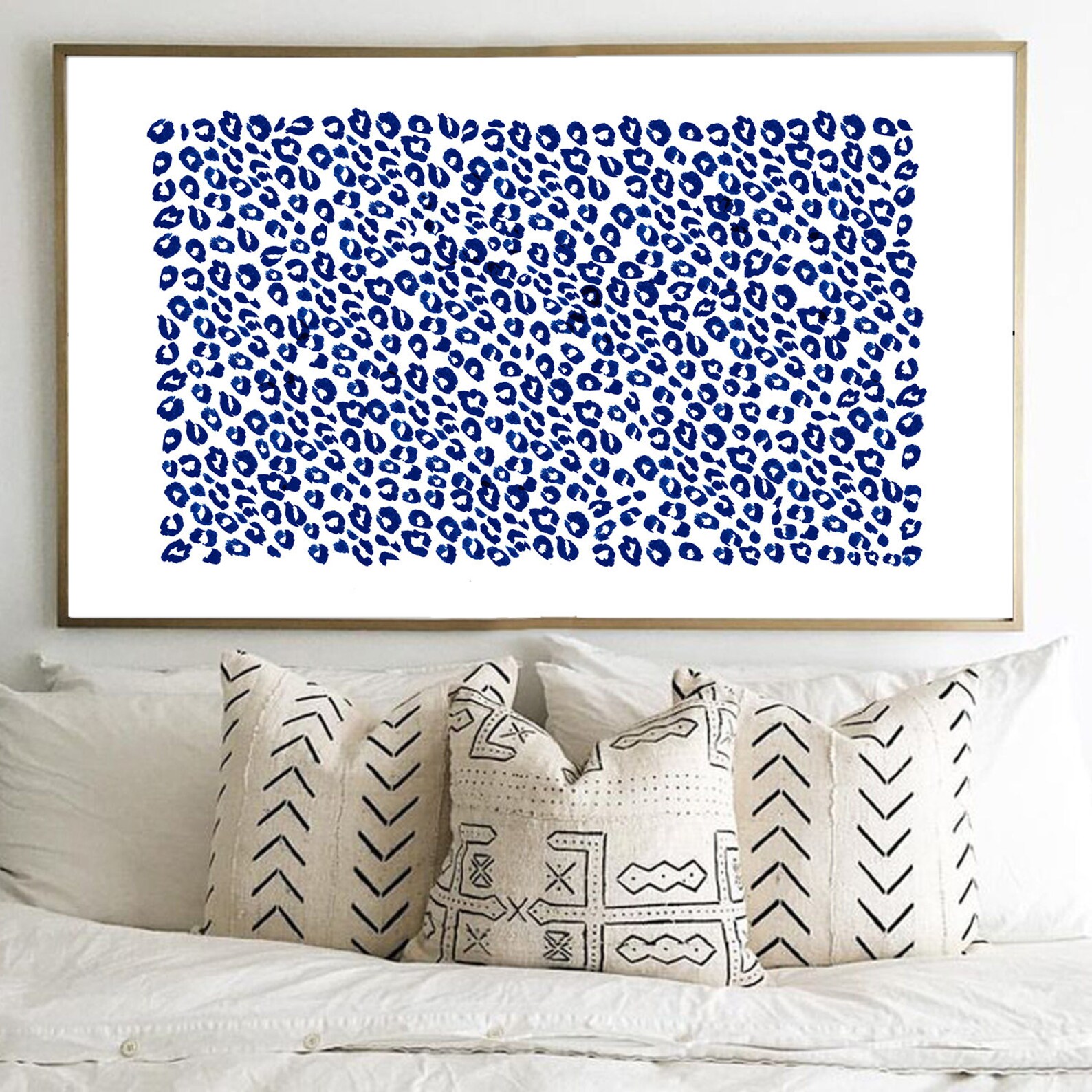 Abstract Watercolor Print Blue Painting Animal Spots Leopard Print ...
