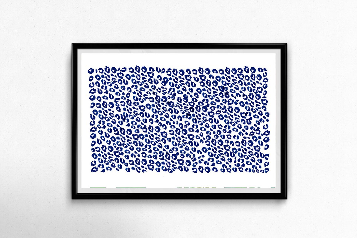 Abstract Watercolor Print Blue Painting Animal Spots Leopard Print ...