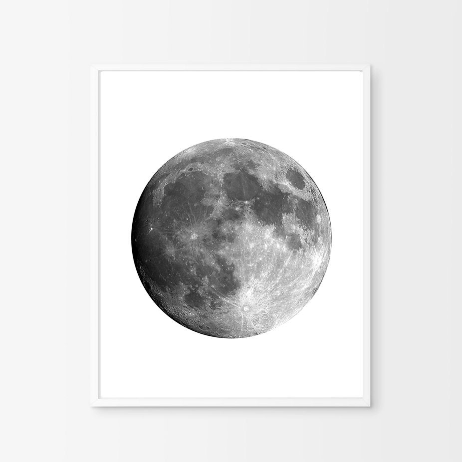 Moon Phase Print, Moon Art Print, Minimalist Poster Black White Wall ...