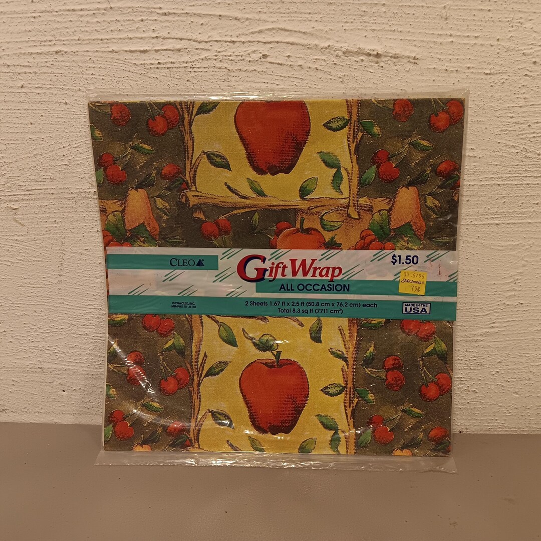 Vintage 1996 Cleo Apple Gift Wrap NOS - Etsy