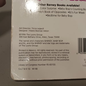 Vintage 1996 Barney Plays Nose to Toes Board Book - Etsy