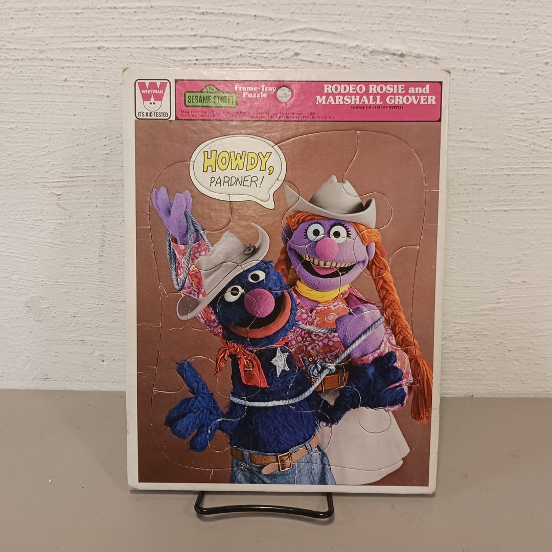Vintage 1977 Sesame Street Rodeo Rosie & Marshall Grover Puzzle - Etsy