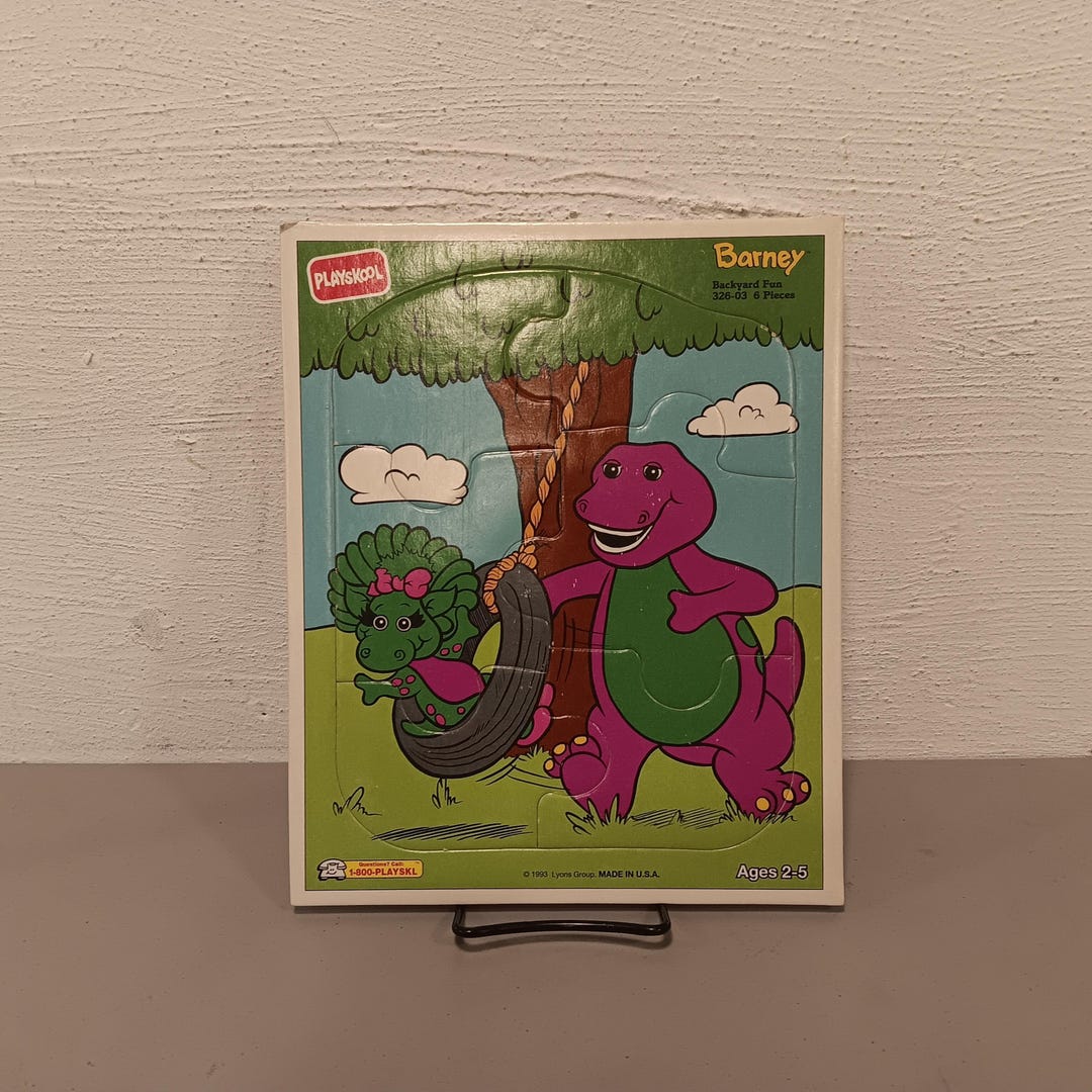 Vintage 1993 Barney the Dinosaur Frame Tray Puzzle - Etsy