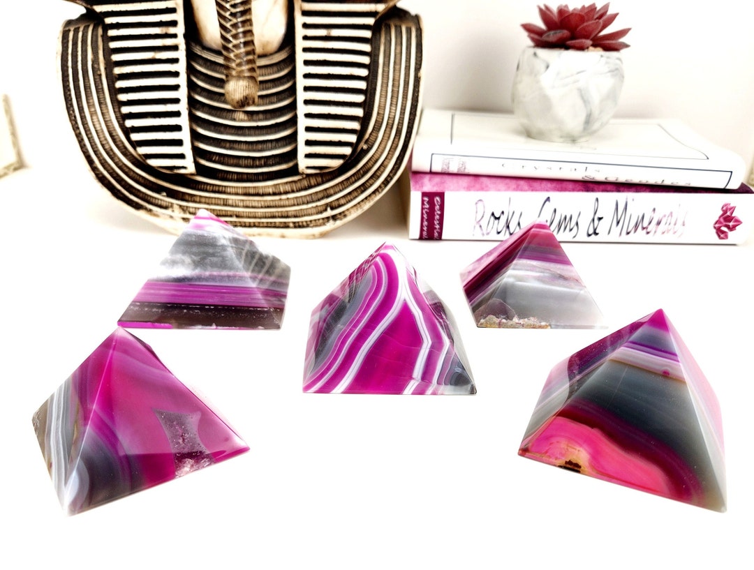 Pink Banded Agate Pyramid - Etsy