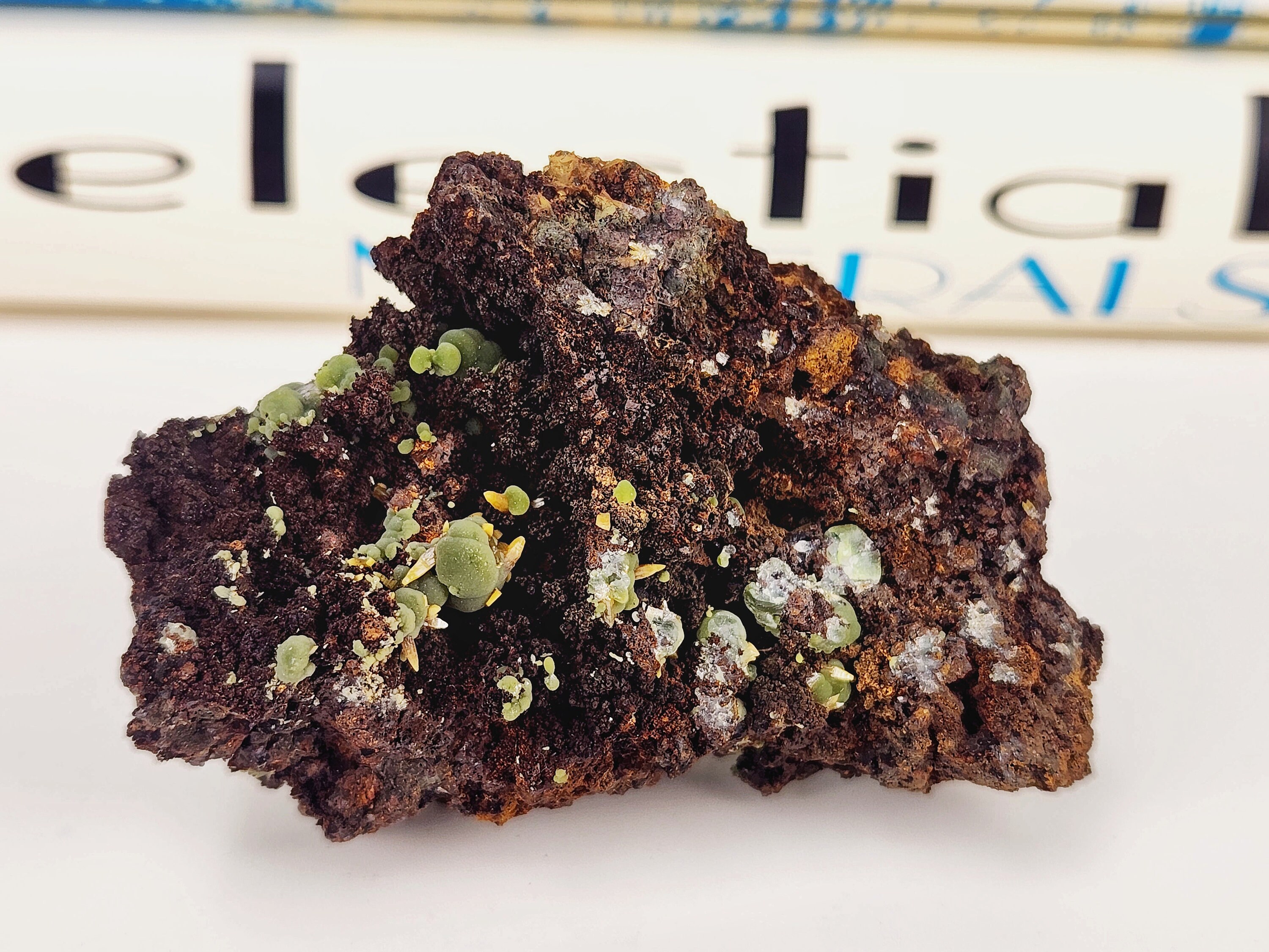 Green "botryoidal" Mimetite With Yellow "bipyramidal" Wulfenite Crystal ...