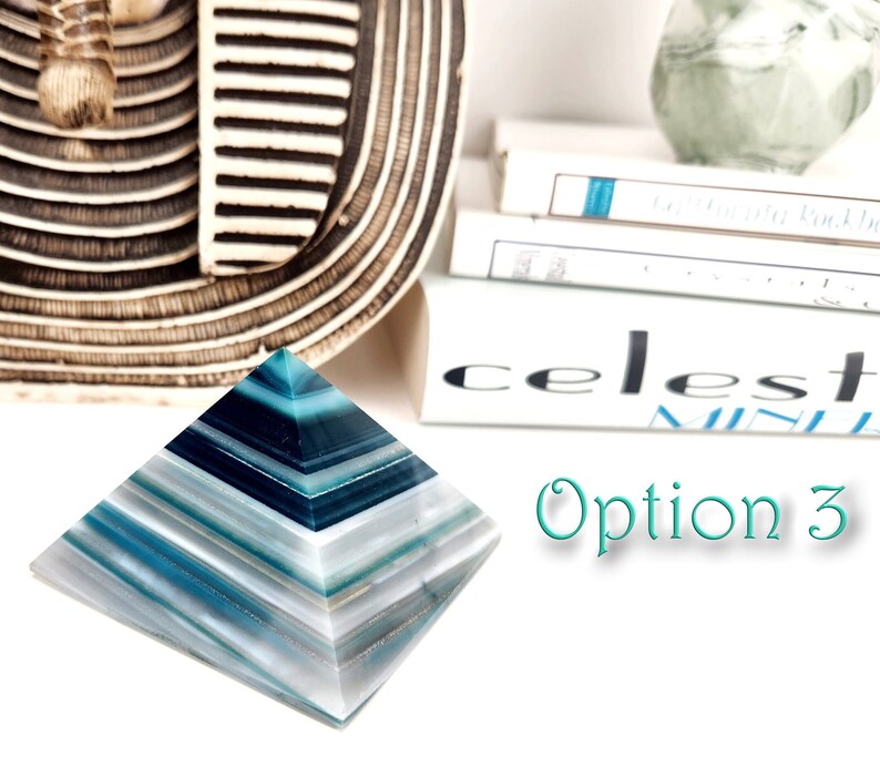 Teal blue-green Banded Agate Pyramid - Etsy