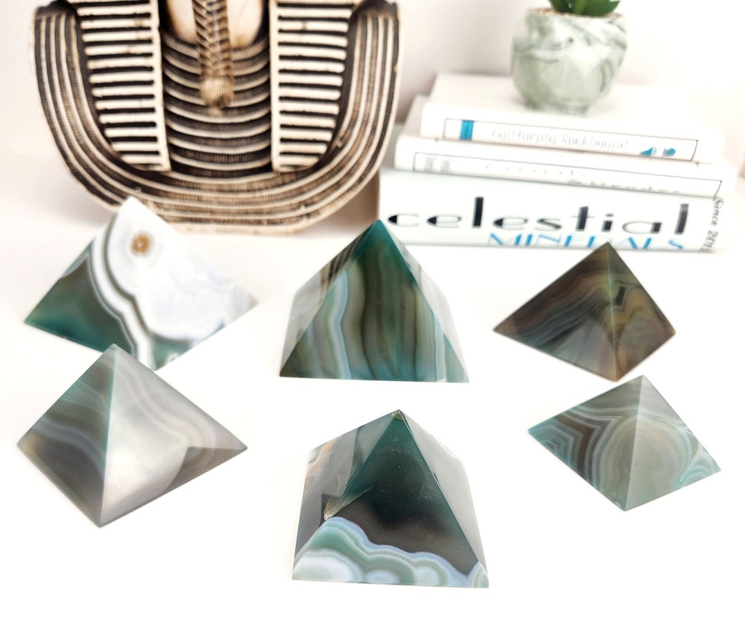 Green Banded Agate Pyramid - Etsy