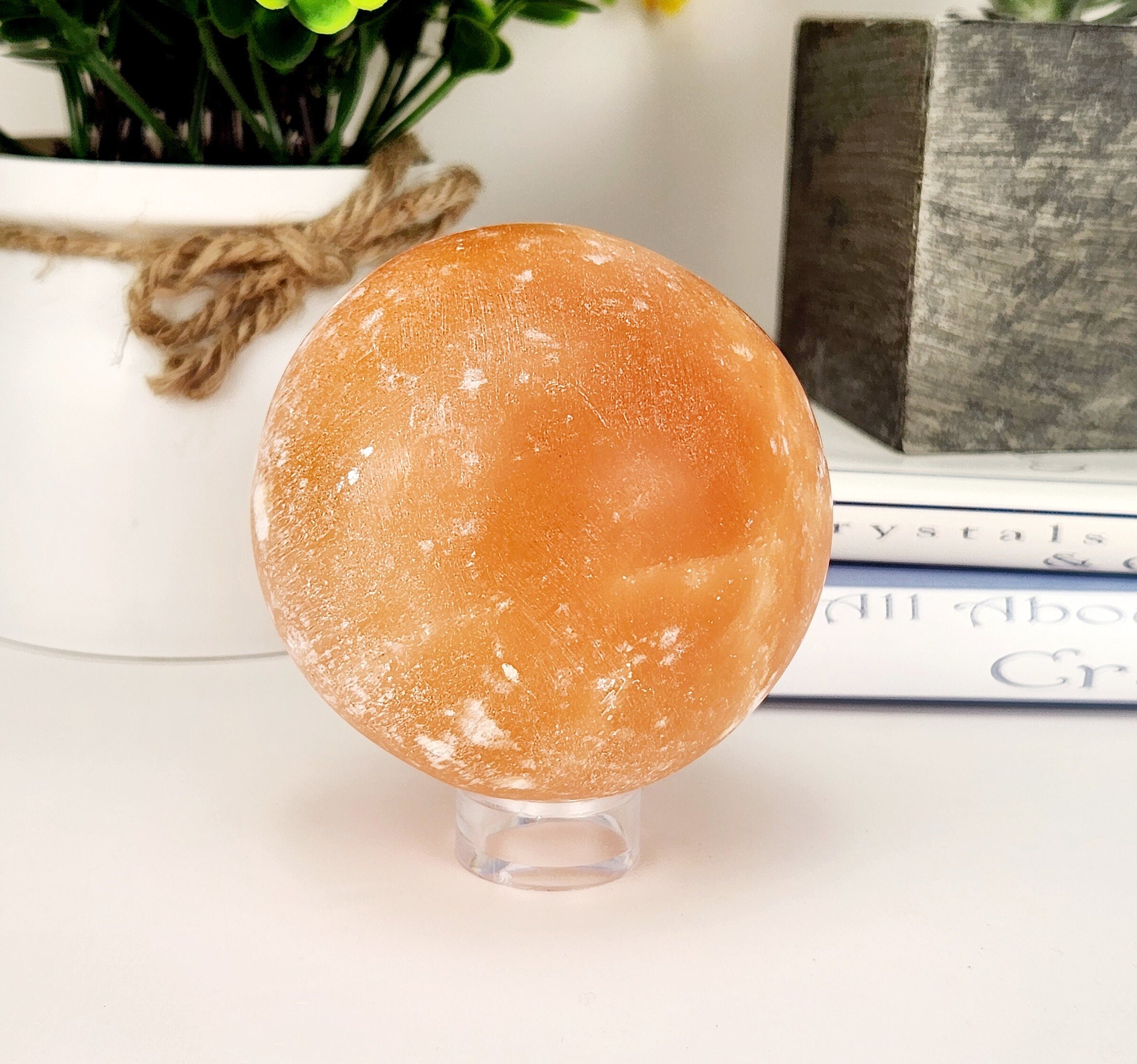 Selenite Crystal Sphere With Stand - Etsy