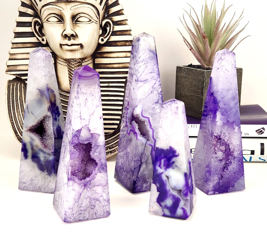 Purple Druzy Quartz Agate Obelisk - Etsy