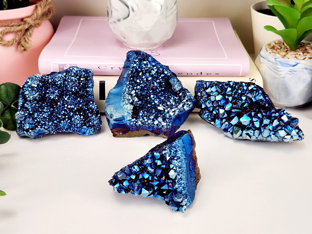 Blue Aura (cobalt) Quartz Crystal Cluster - Etsy
