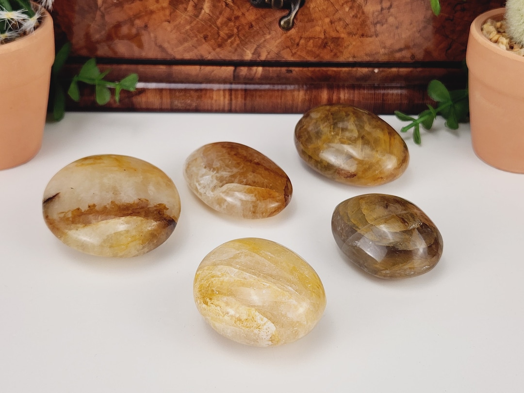 Yellow "golden Healer" Quartz Large Palm Stone - Etsy