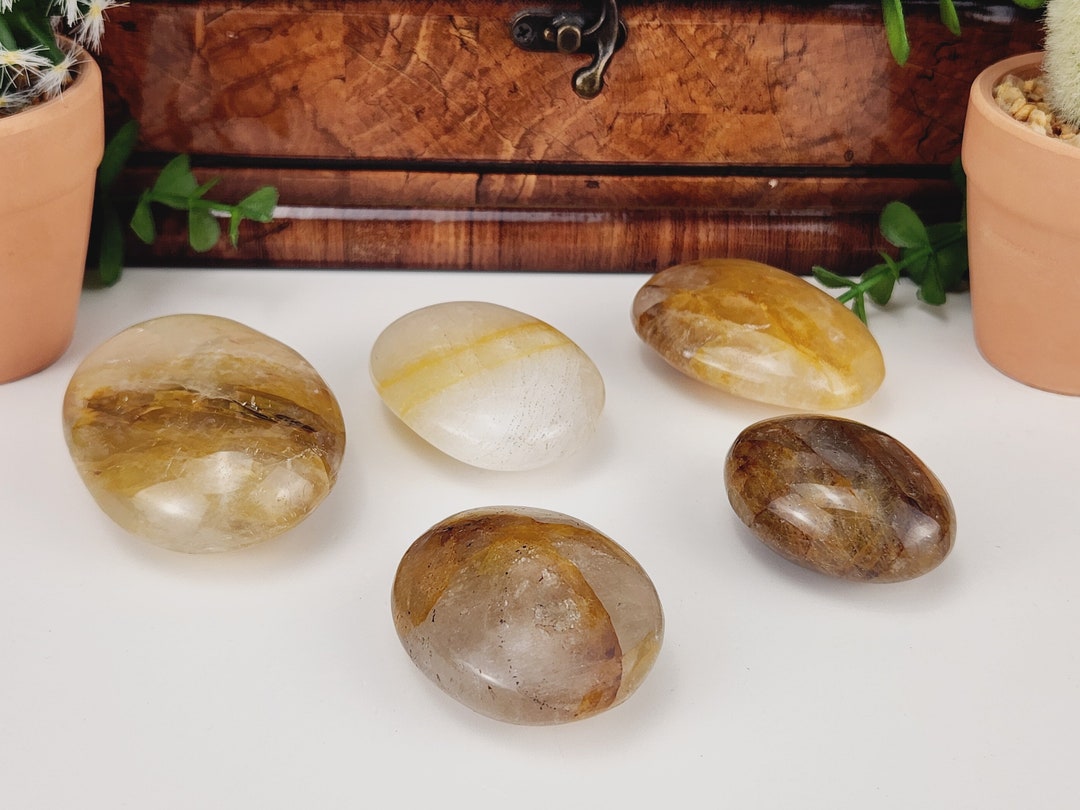 Yellow "golden Healer" Quartz Large Palm Stone - Etsy