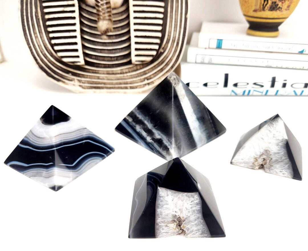 Black Banded Agate Pyramid - Etsy