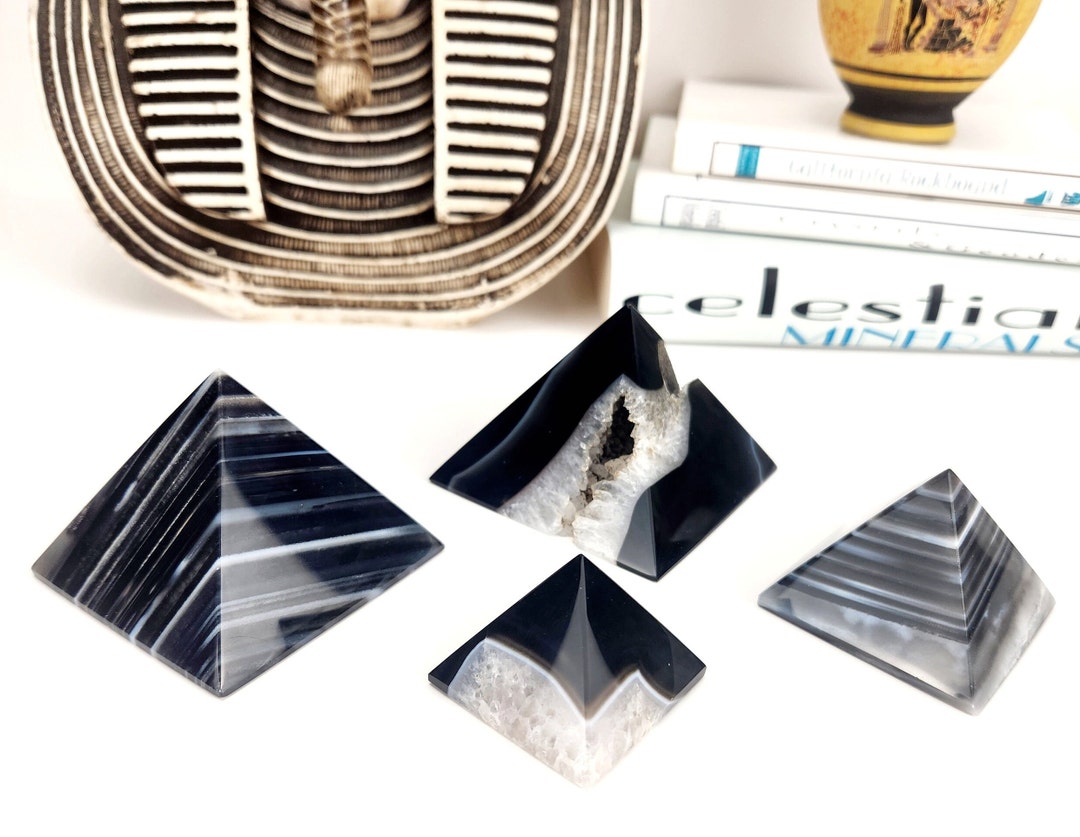 Black Banded Agate Pyramid - Etsy