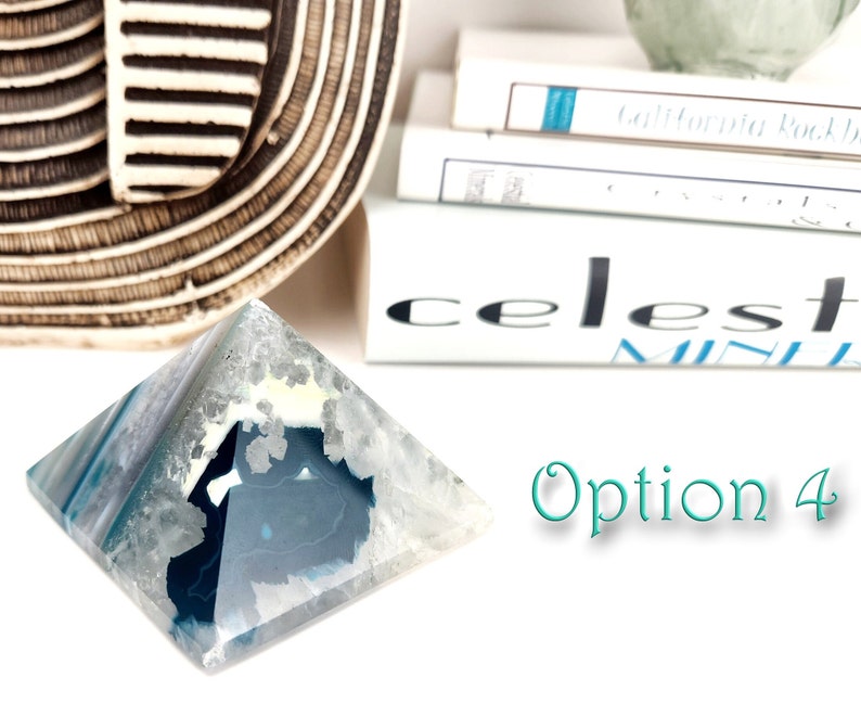 Teal blue-green Banded Agate Pyramid - Etsy