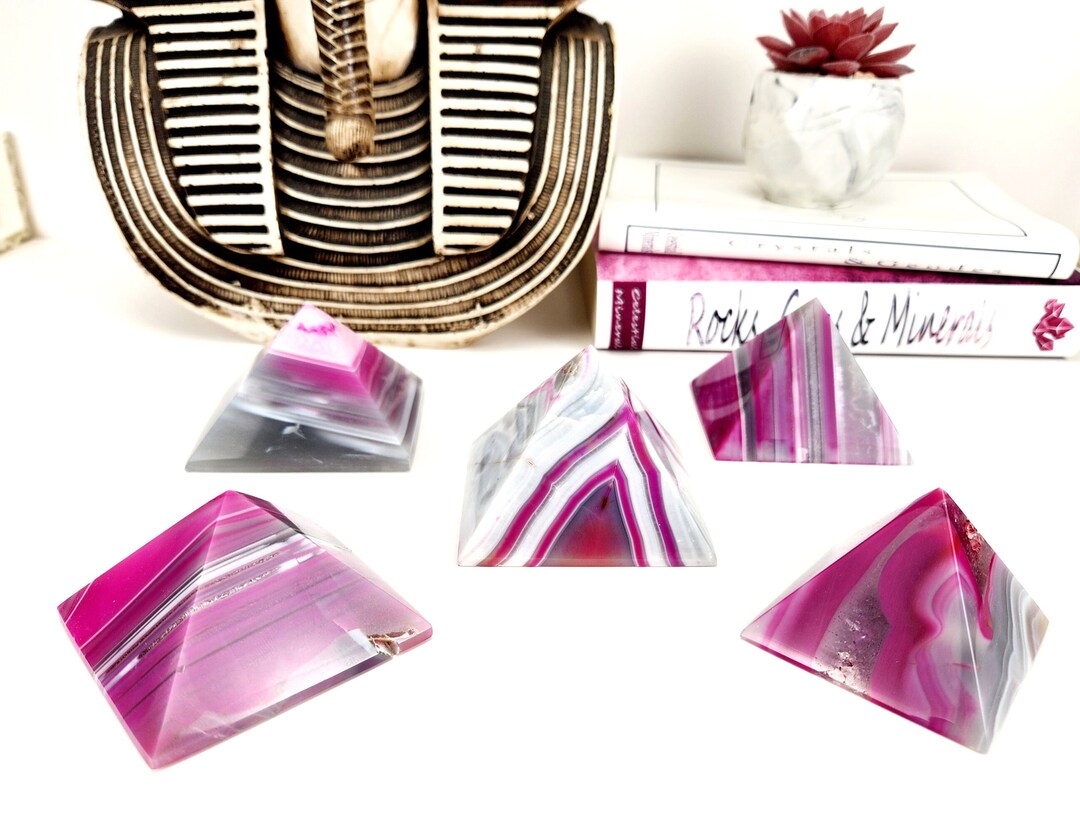 Pink Banded Agate Pyramid - Etsy