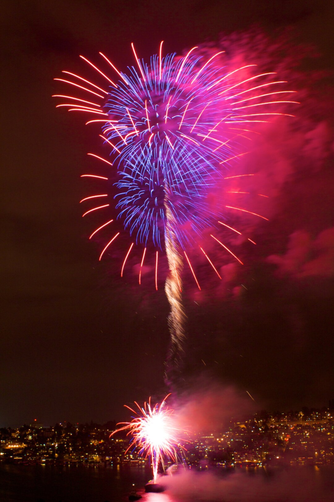 Celebration Fireworks in Seattle at Night - Etsy