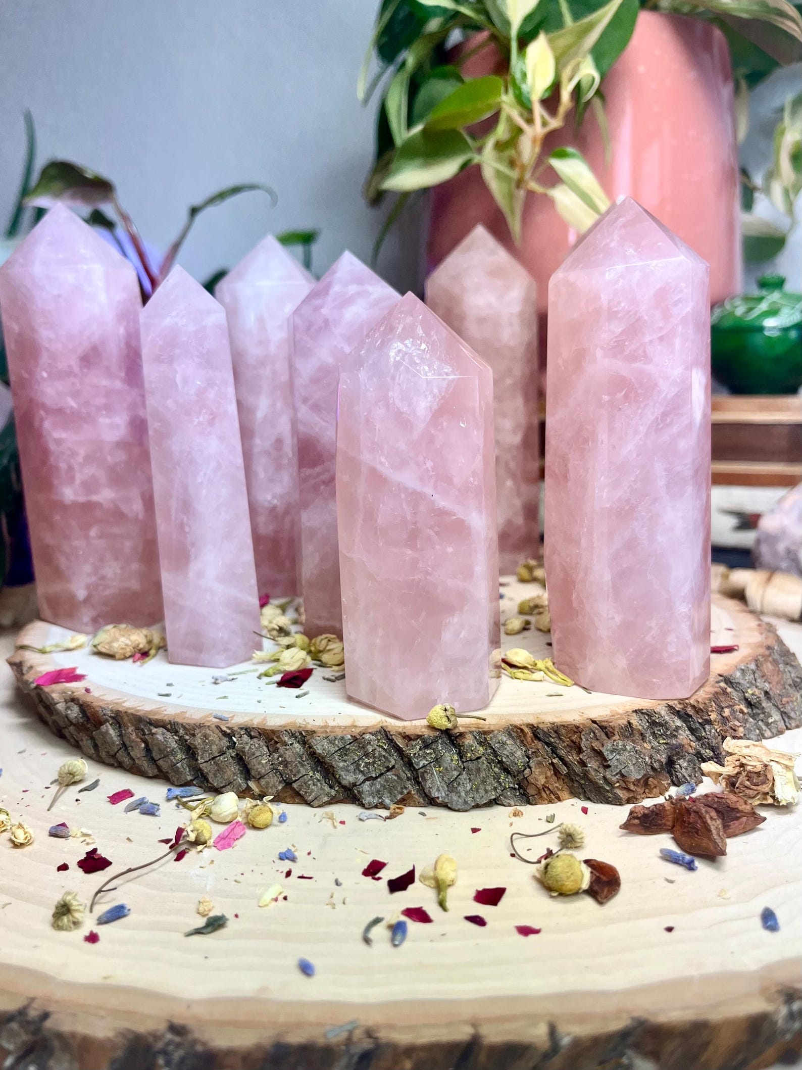 Natural Rose Quartz Crystal Tower - Etsy