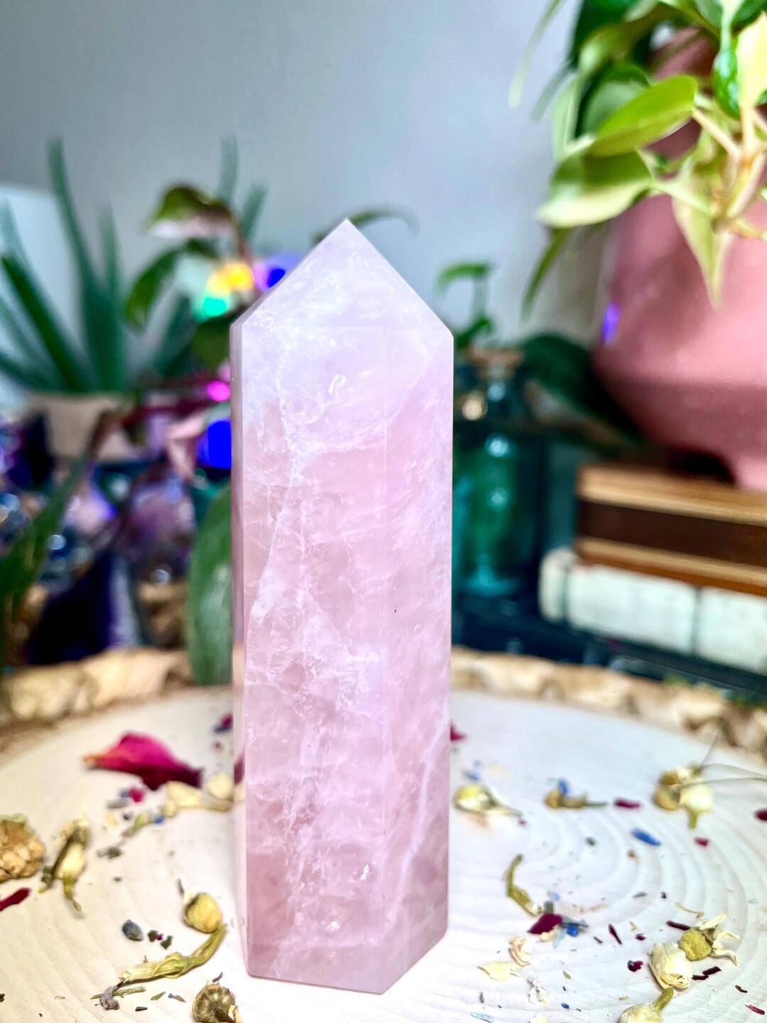Natural Rose Quartz Crystal Tower - Etsy