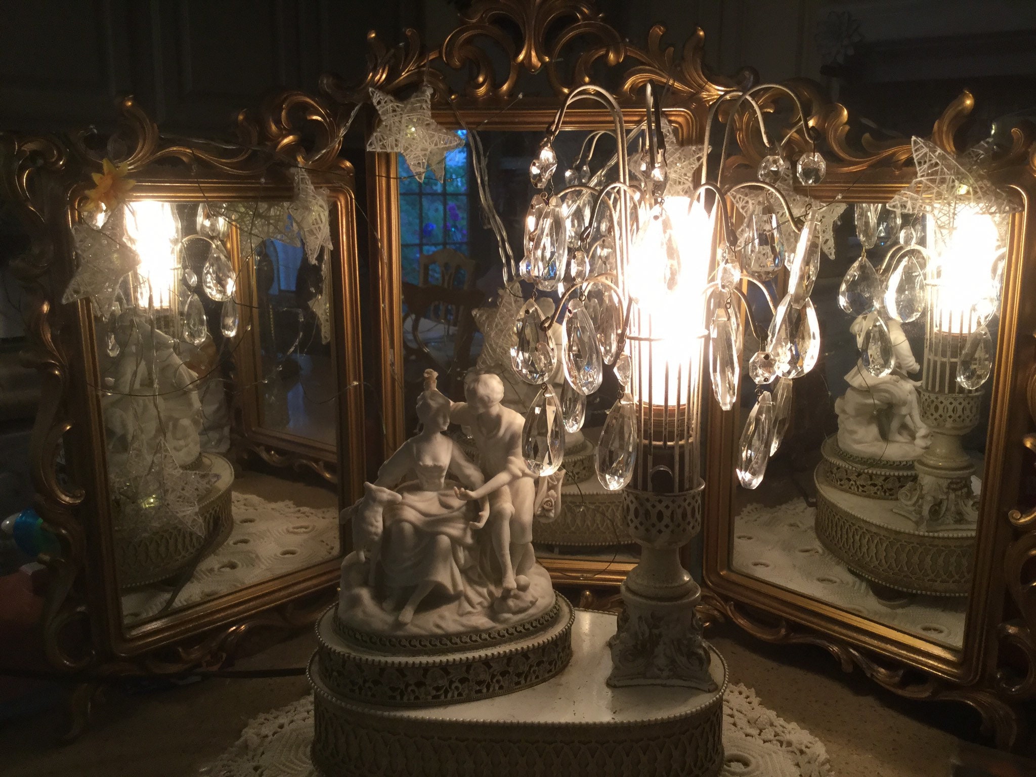 Vintage Victorian Crystal Fountain Lamp - Etsy