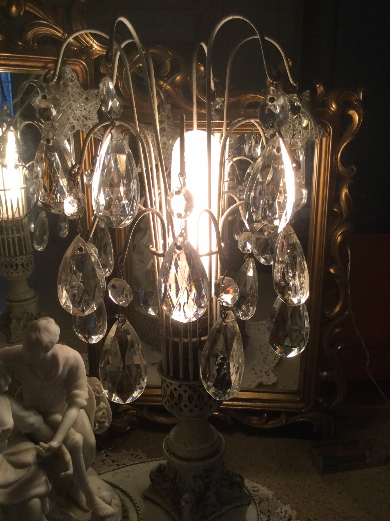 Vintage Victorian Crystal Fountain Lamp - Etsy