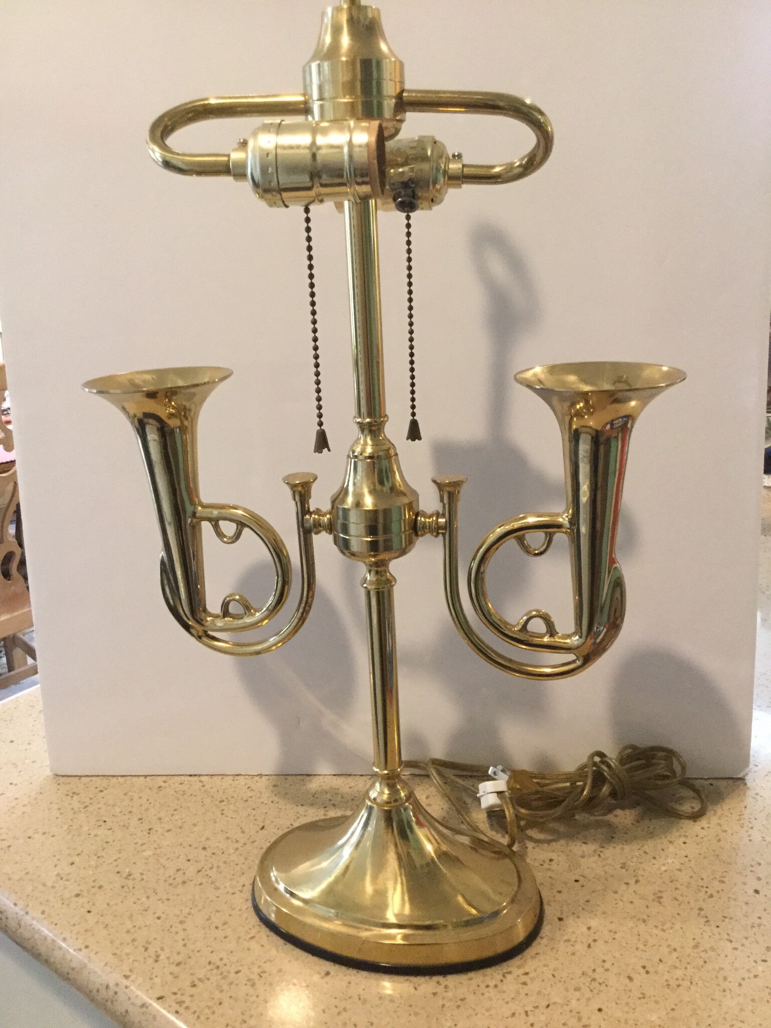 Vintage Solid Brass French Horn Lamp - Etsy